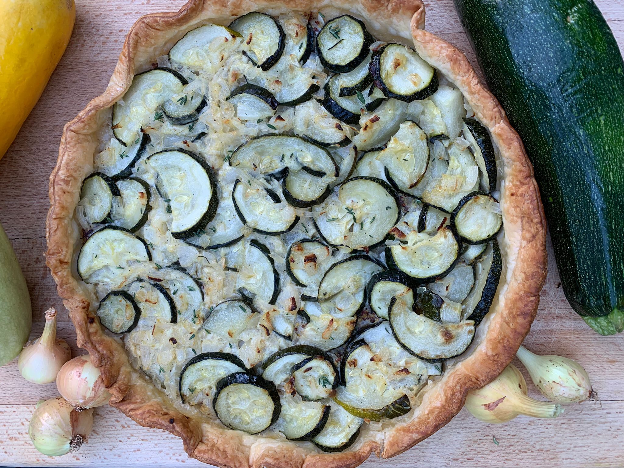Thin French zucchini & onion pie - Marie's Daily Cooking